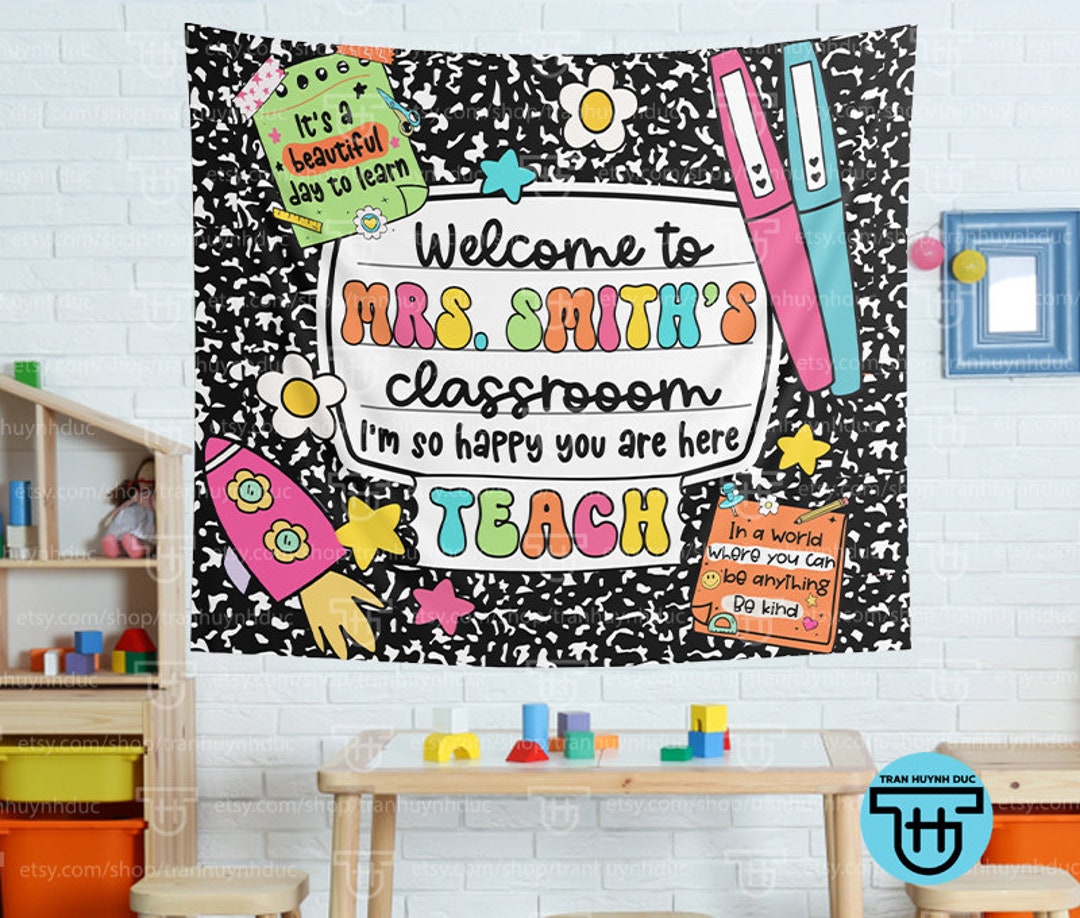 Teacher Tapestry Personalized Welcome Back to School Classroom Decor ...