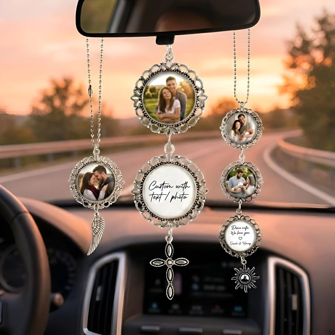 Personalized Photo Car Ornament Charms: Drive Safe Keepsake Gift for ...