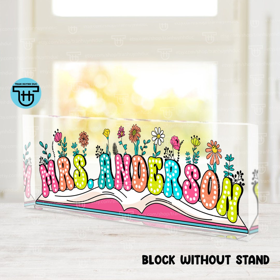 Teacher Desk Sign Name Acrylic Plaque Personalized Plate Desk Sign for ...