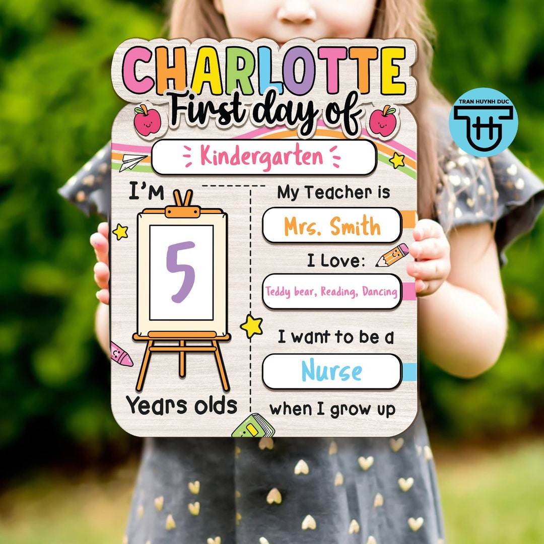 First Day of School Board 3d Kindergarten Sign Reusable Board Back to ...