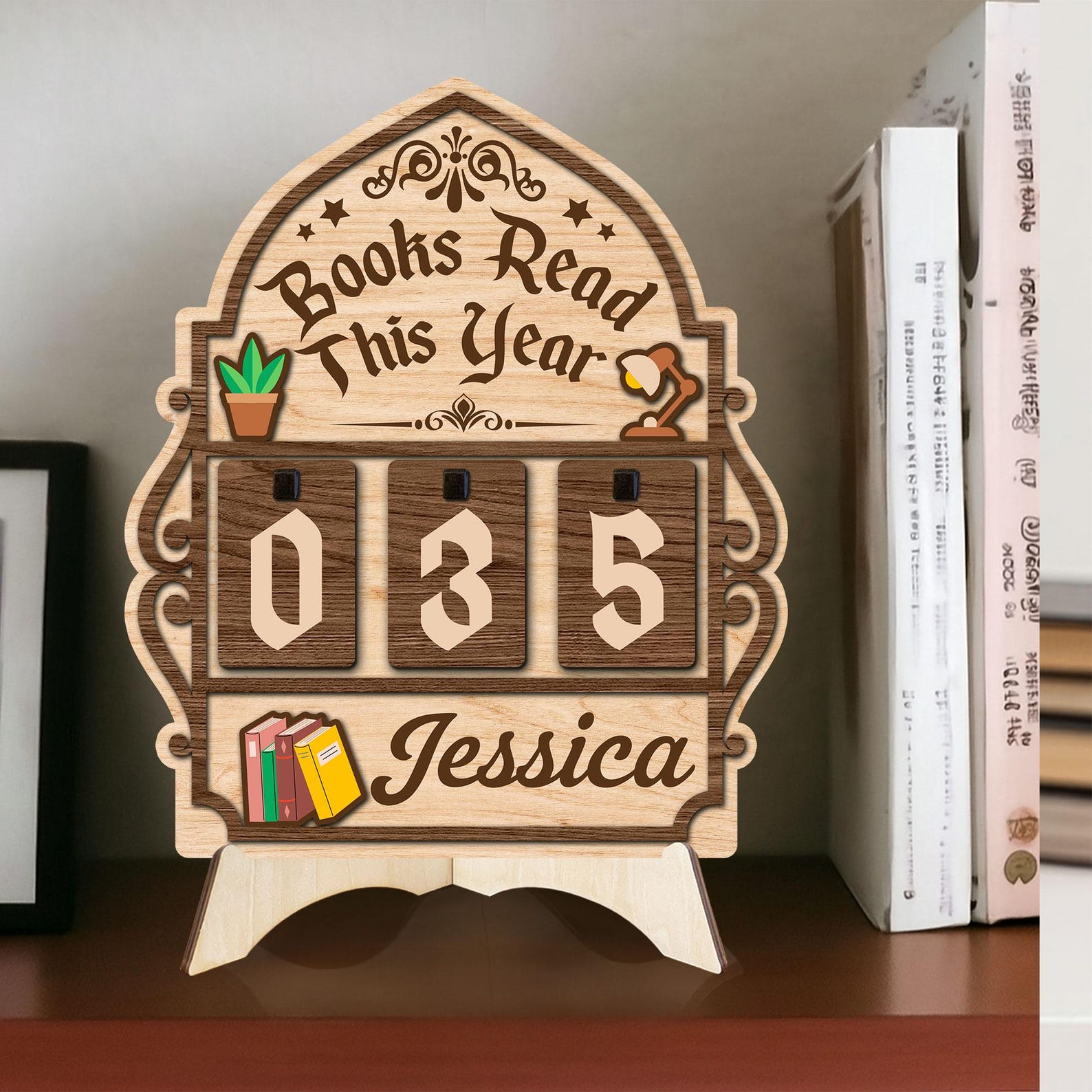 Personalized Books Read Tracker Wooden, Custom Books Read Tracker ...