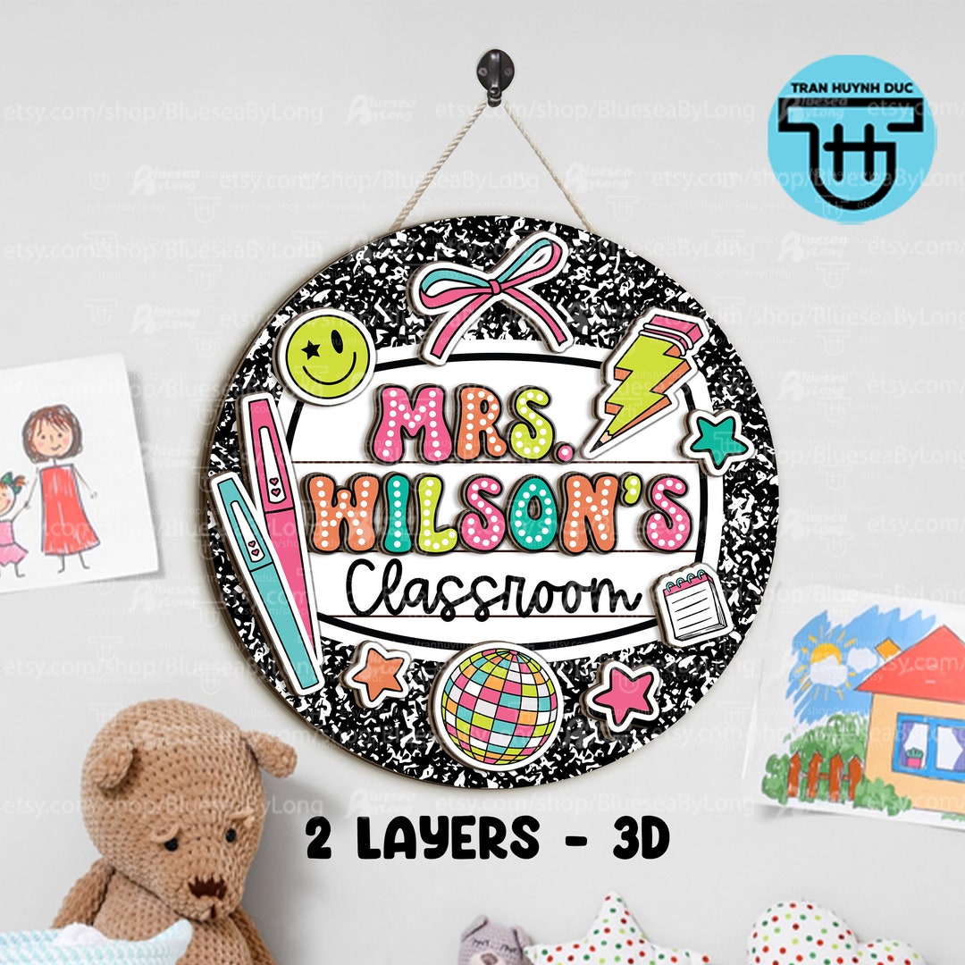 Custom Teacher Door Hanger Back to School Teacher Name Sign Decor ...