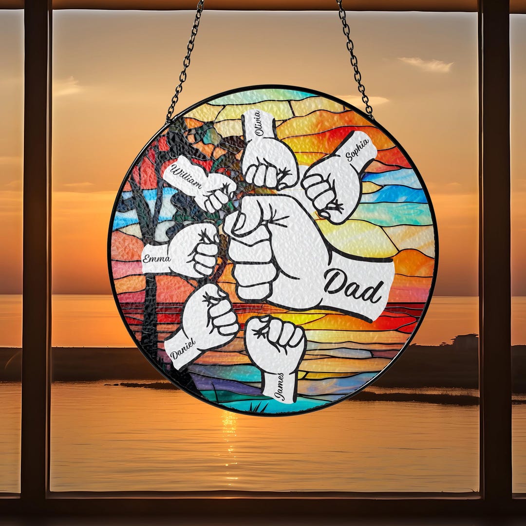 Custom Fist Bump Dad Suncatcher, Father's Day Gift, Personalized Dad ...