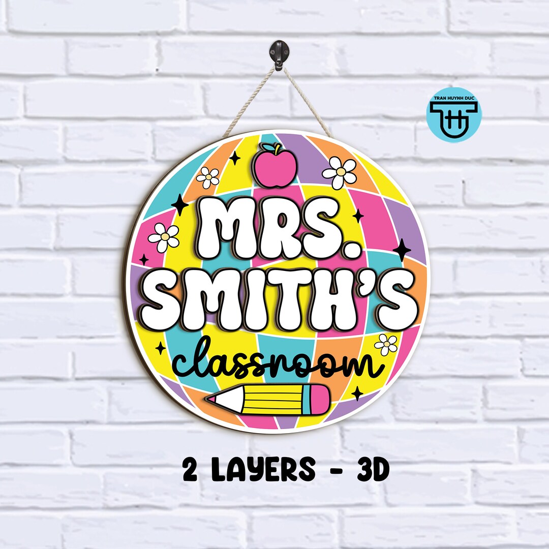 Teacher Personalized Door Hanger 3D Wooden Classroom Sign Teacher ...