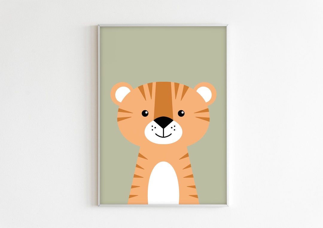 Tiger Poster for Kids Room or Nursery, Wall Art, Digital Print, Cute ...