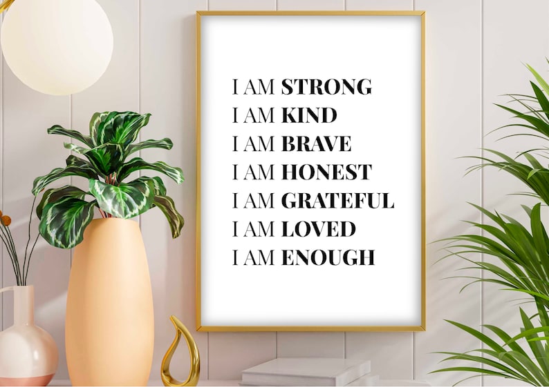I Am Strong, I Am Kind Poster, Wall Art, Quote, Digital Download ...