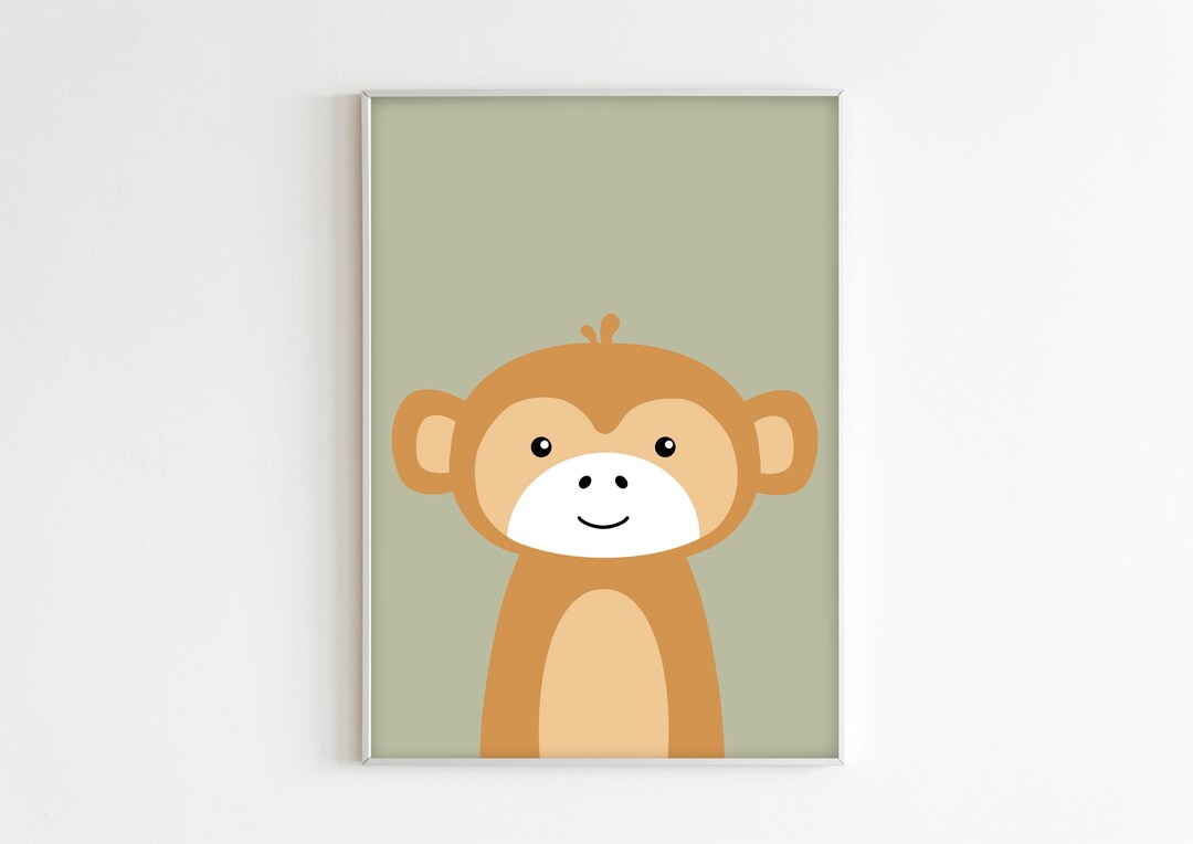 Monkey Poster for Kids Room or Nursery Wall Art Digital - Etsy