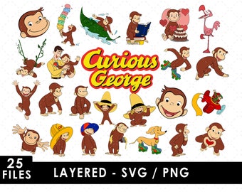 Embellishments SVG Curious George Face Vector Layered Cut File ...