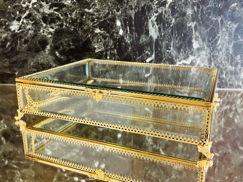 Personalized Glass Jewelry Box: Tempered Glass With Brass Edges - Etsy