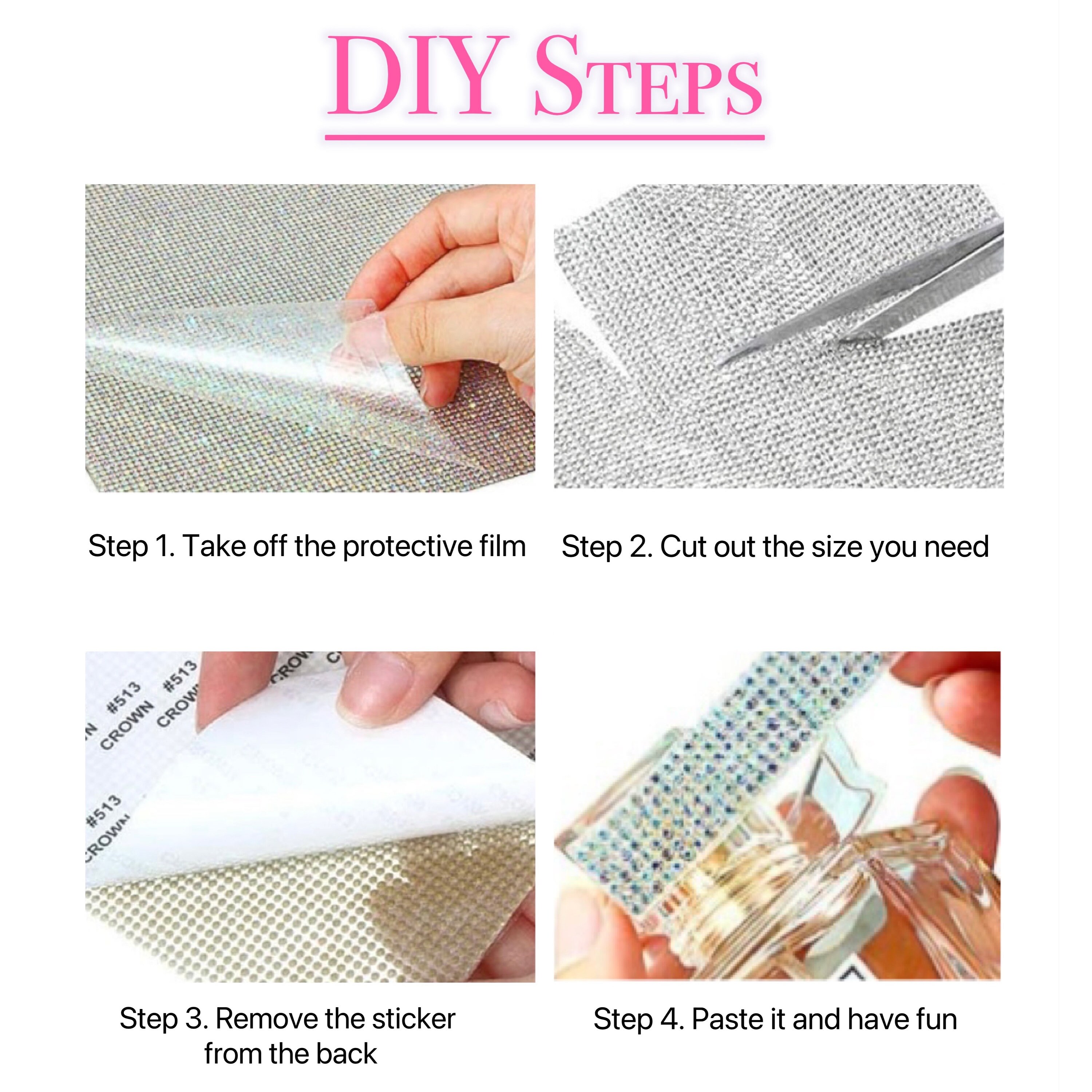 Rhinestone Self-adhesive Sheet Sticker 15.75x9.45 Bling Crystal DIY ...