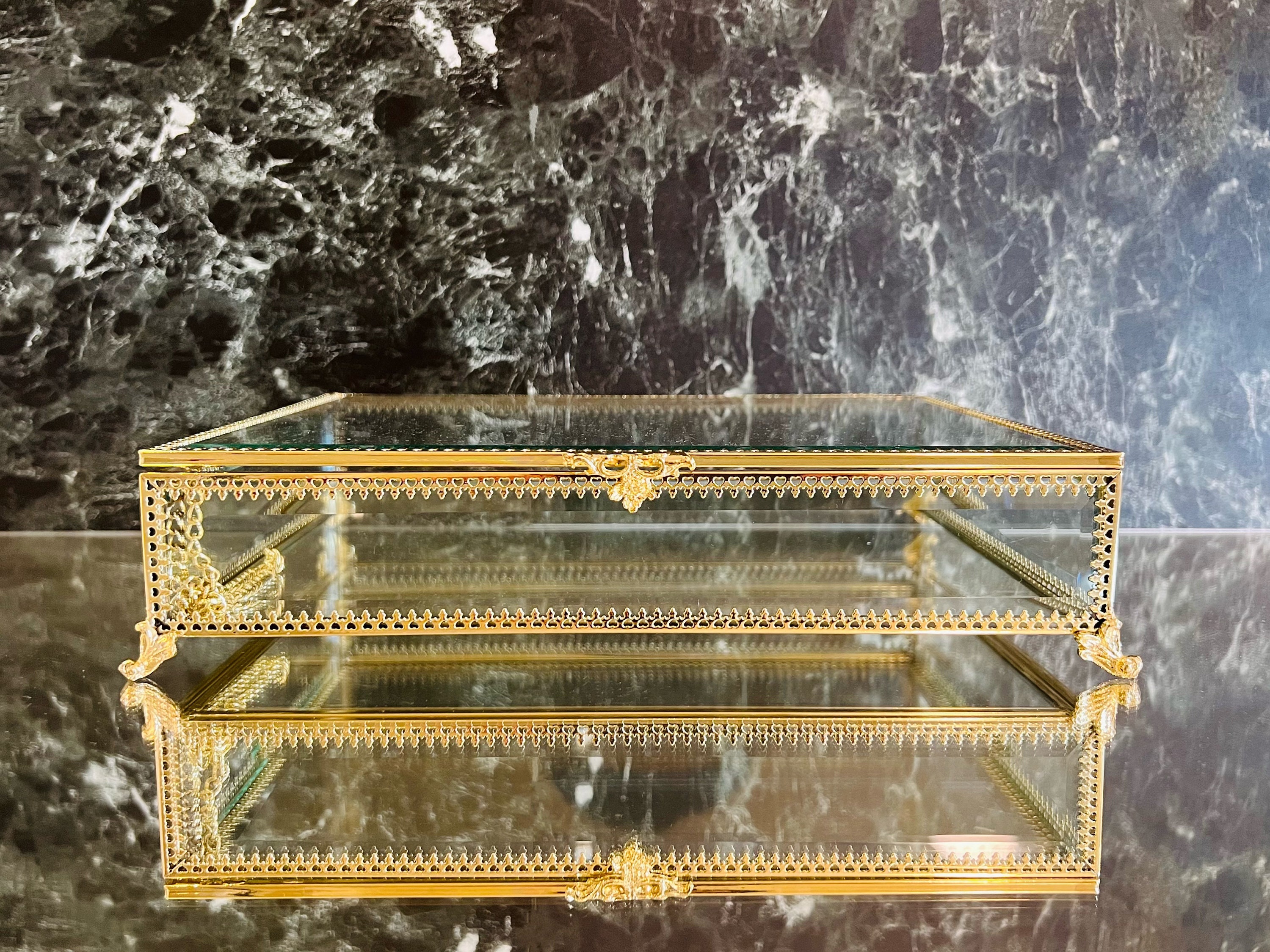 Personalized Glass Jewelry Box: Tempered Glass With Brass Edges - Etsy