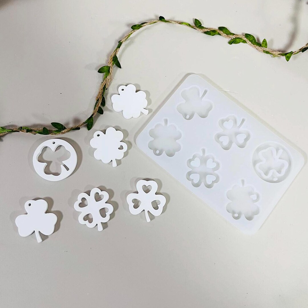 Slicone Mold for Lucky Leaf Pendant Resin Mod Four-leaf Clover Mould ...