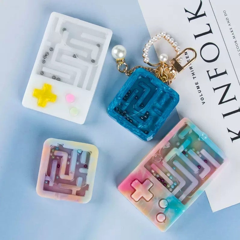 Maze Game Quicksand Keychain Mold ,epoxy Resin Square ,celephone Maze ...