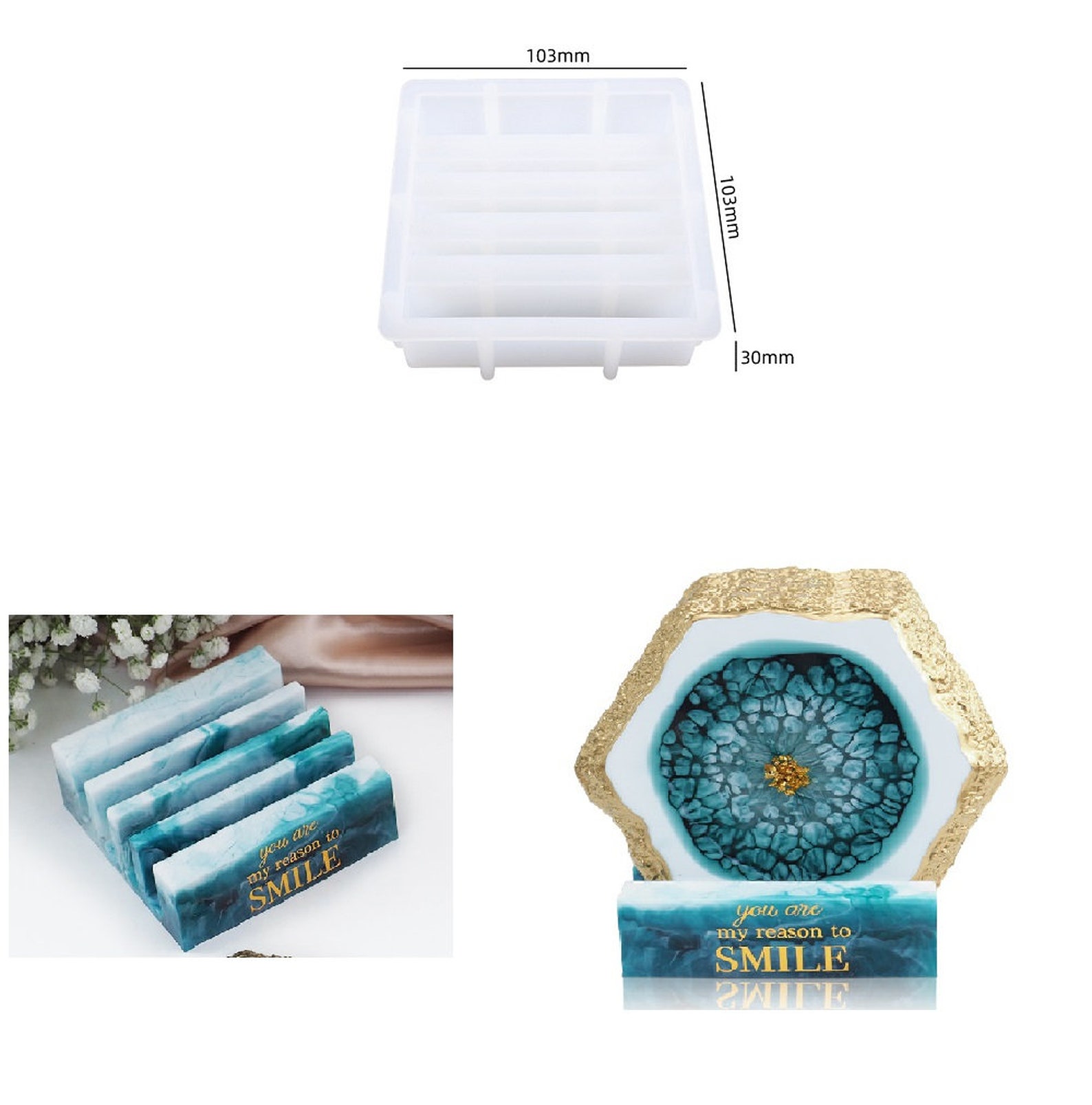 Resin Irregular Geode Coaster Molds, Round Circle Oval Square Mold ,UV ...