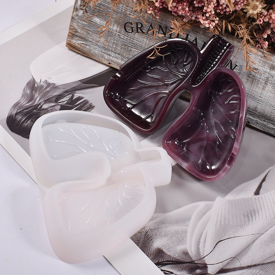 Human Lungs Shape Ashtray Silicone Molds, DIY Handmade Epoxy Resin ...