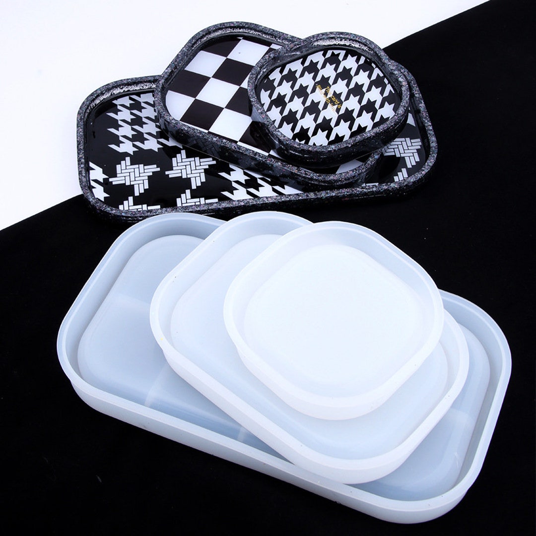 3 Size Round Corner Resin Tray Molds, Epoxy Resin Jewelry Tray Coaster ...