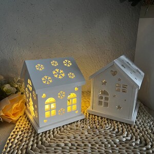 3D Hollow Christmas Snow House Lamp Silicone Mold DIY Night Light Tea ...
