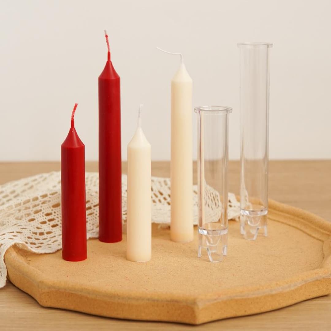 Peaked Long Pole Cylindrical Candle Mold Soy Wax Beewax Handmade ...