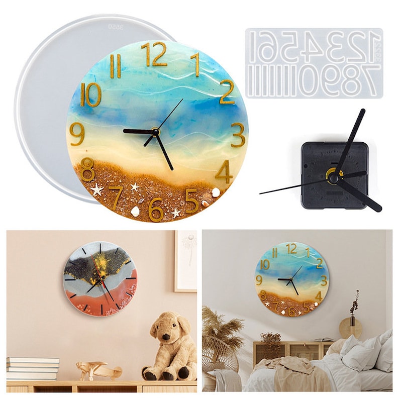 Large Wall Clock Molds, Clock Hardware ,epoxy Resin Wall Clock Silicone ...