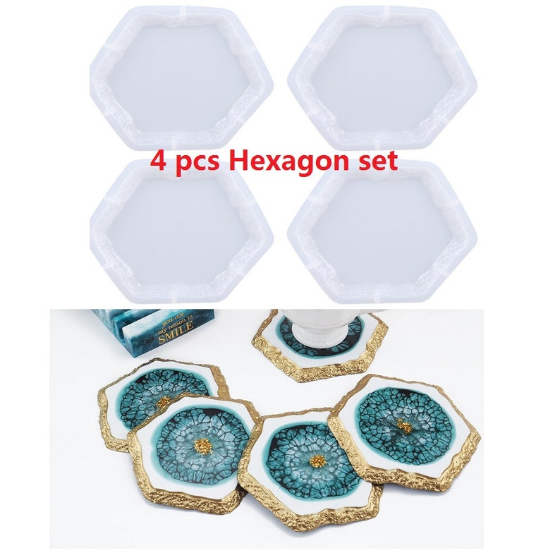 Resin Irregular Geode Coaster Molds, Round Circle Oval Square Mold ,UV ...