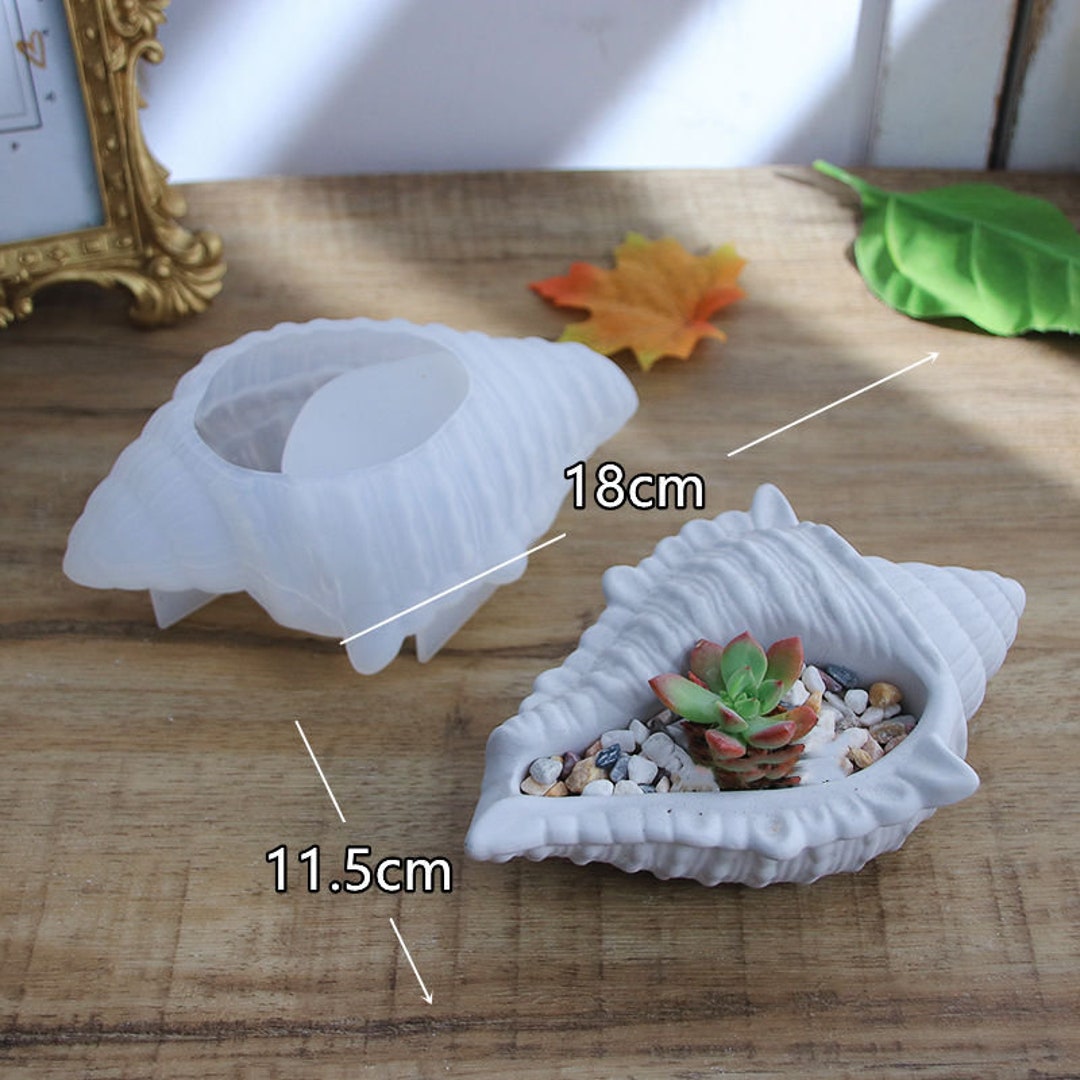 Conch Concrete Plaster Pot Container Mold Conch Flower Pot Trinket Tray ...