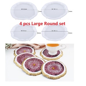 Resin Irregular Geode Coaster Molds, Round Circle Oval Square Mold ,UV Epoxy Resin Cement ...