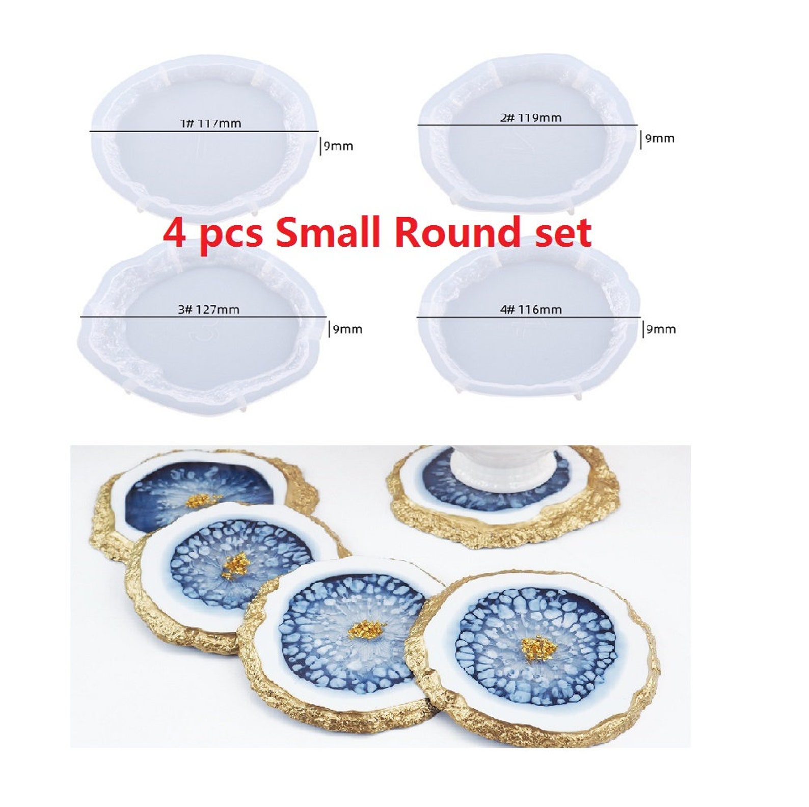 Resin Irregular Geode Coaster Molds, Round Circle Oval Square Mold ,UV ...