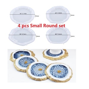 Resin Irregular Geode Coaster Molds, Round Circle Oval Square Mold ,UV Epoxy Resin Cement ...