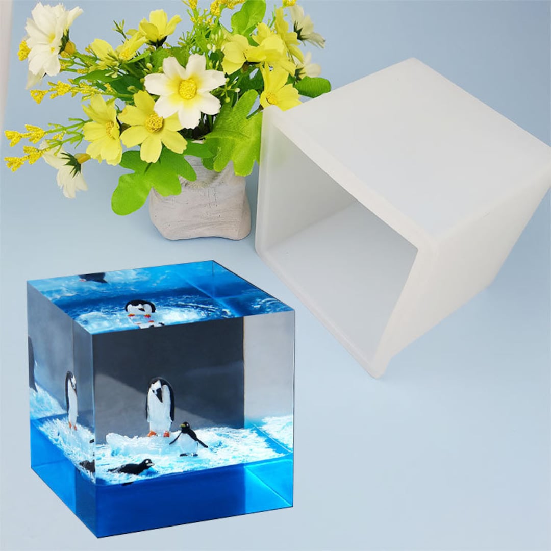 10 Cm Cube Silicone Molds , 4 Inch Epoxy Resin Cube Shiny Square Lamp ...