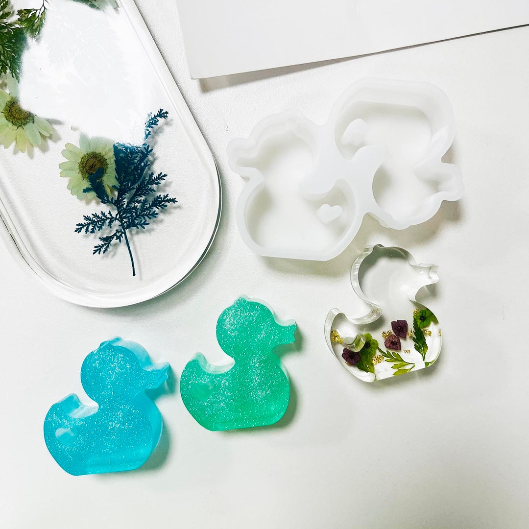 Crystal Epoxy Resin Duck Mold DIY Rubber Duck Mirror Silicone Mold ...