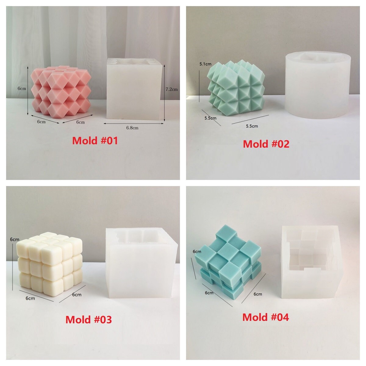 Kinds 3D Rubik's Cube Scented Candle Silicone Mold ,handmade Geometric ...