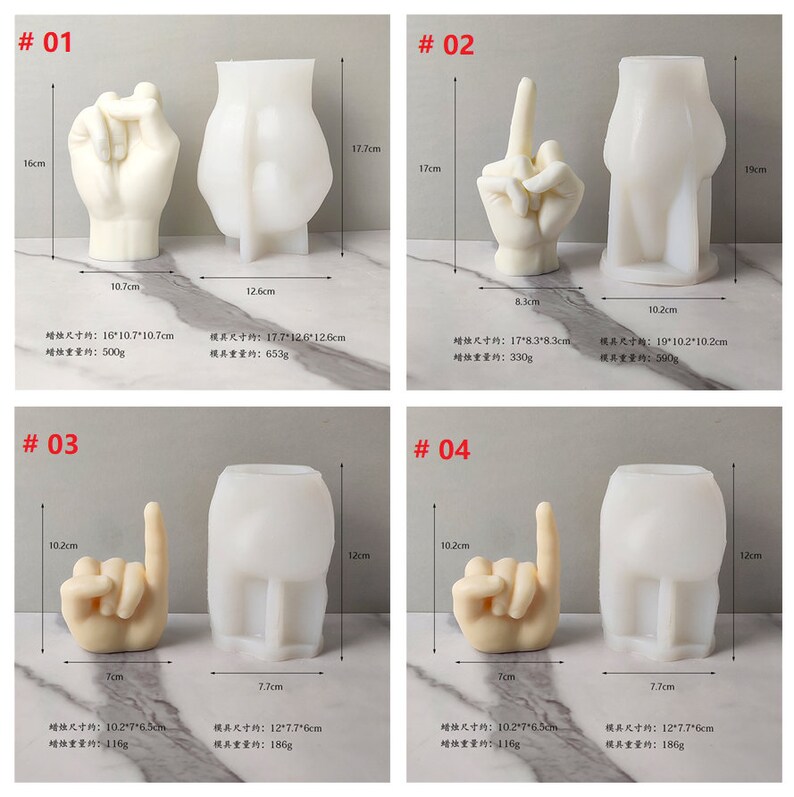 Kinds of Finger Gesture Candle Scented Mold- Silicone Fist Middle ...