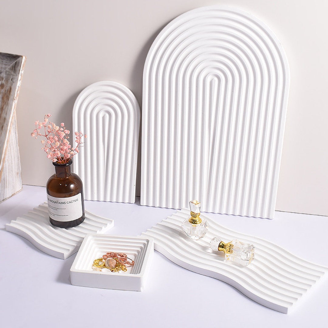 Arch Wave Stripe Tray Mold, Geometric Nordic Art Concrete Coffee Tray ...