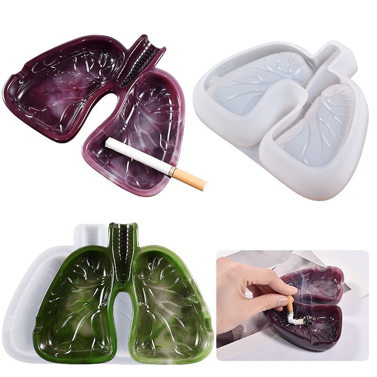 Human Lungs Shape Ashtray Silicone Molds, DIY Handmade Epoxy Resin ...