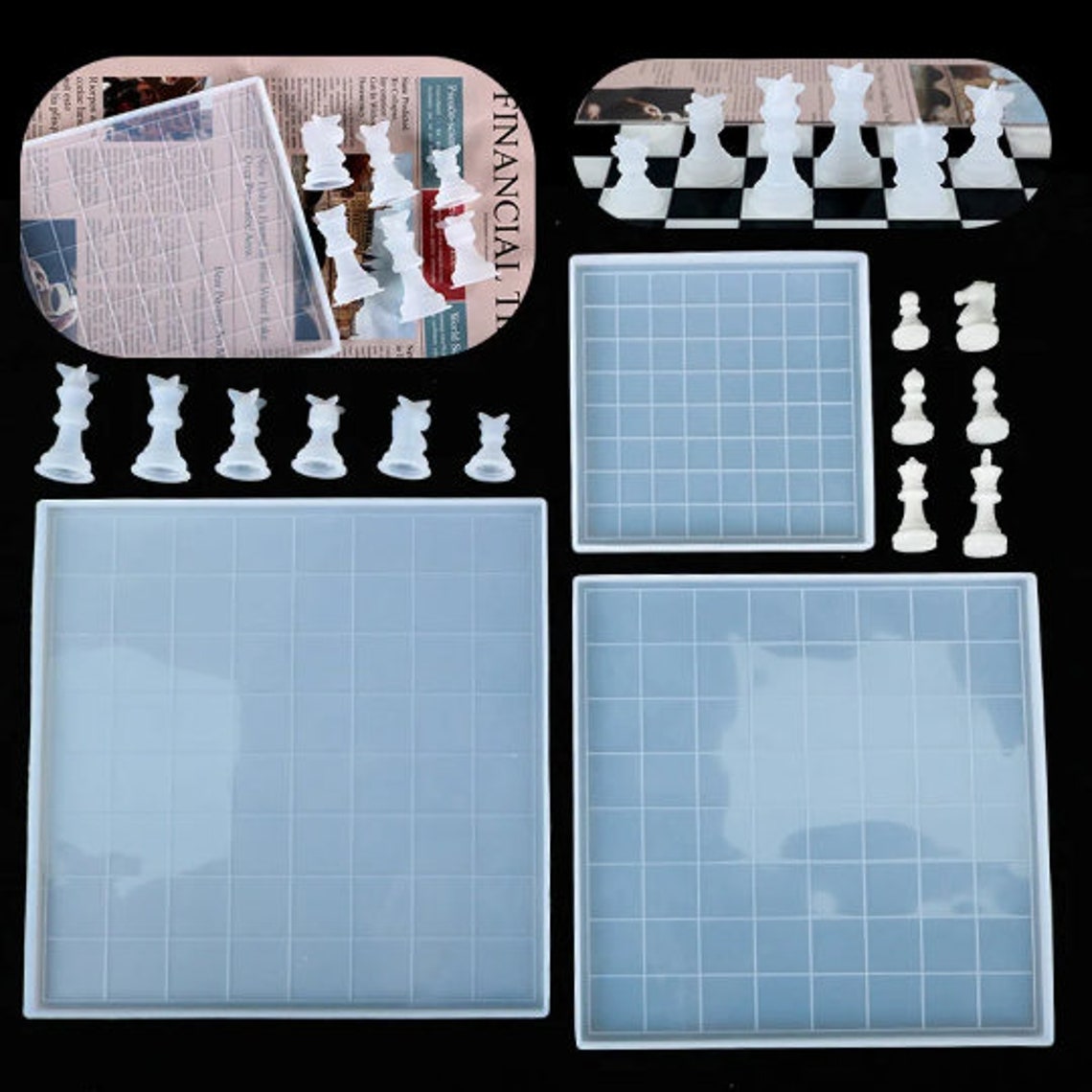 Chess Game Board Mold for Resin Silicone Checker Chess Mold Custom DIY ...