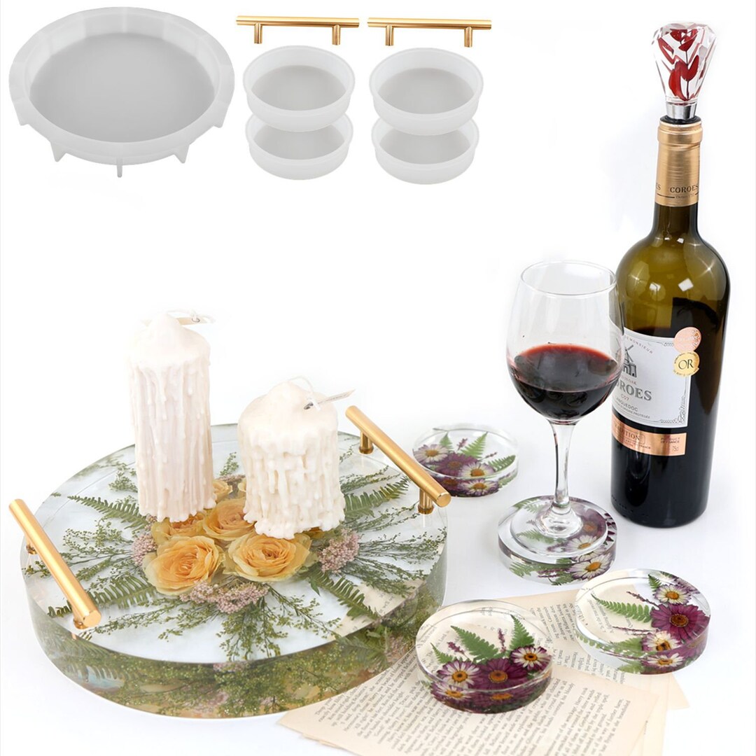 12" Inch Round Rectangle Resin Form Mold, DIY Resin Coaster Tray Tabel ...