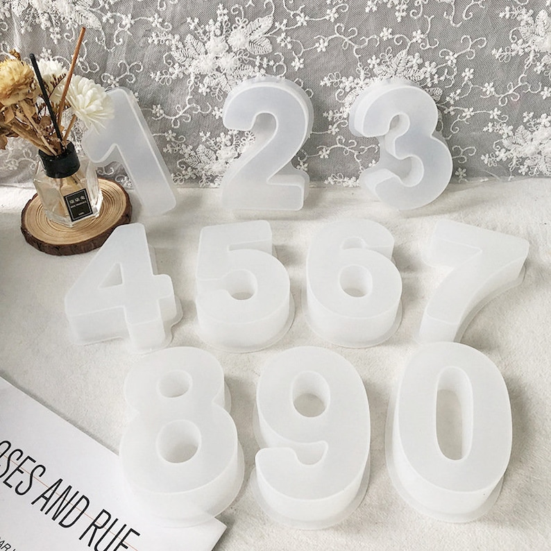 Jumbo 4'' & 7'' Inch Number Mold ,large Digital Number Silicone Mold ...