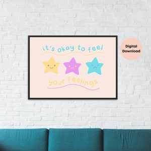 It's Okay to Feel Your Feelings Star Poster Digital Print // Child ...