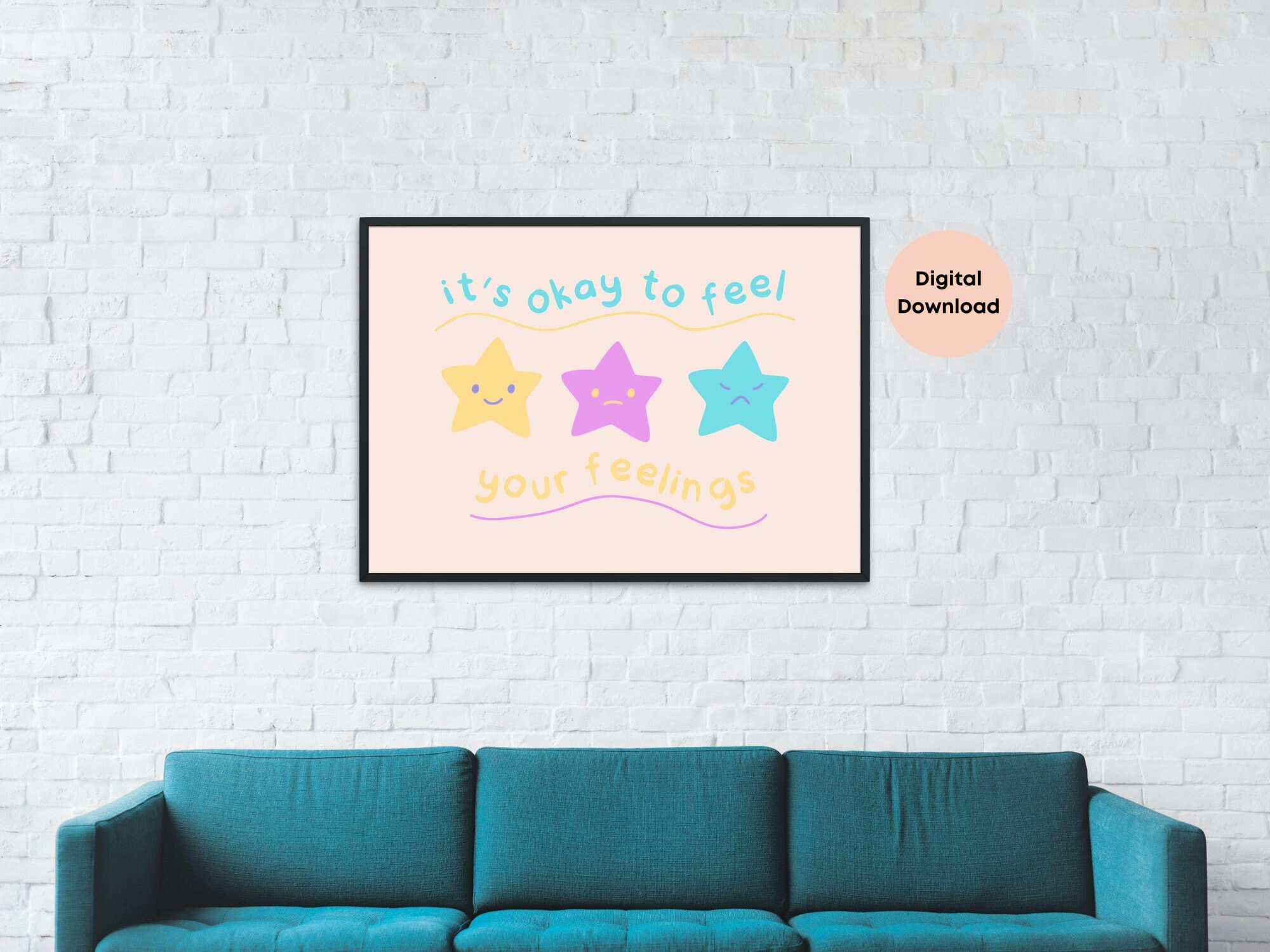 It's Okay to Feel Your Feelings Star Poster Digital Print // Child ...