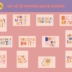 Positive Quote Poster Bundle 12 Prints // Mental Health Prints ...