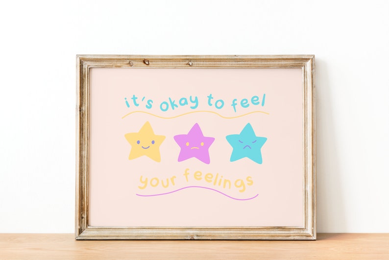 It's Okay to Feel Your Feelings Star Poster Digital Print // Child ...