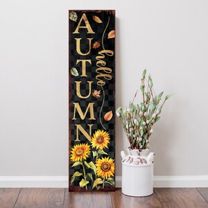 36in Hello Autumn Porch Sign Front Porch Fall Welcome Sign With Vintage ...