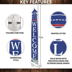 72in Lighthouse Welcome Sign | Front Door Porch Sign | Coastal Summer ...