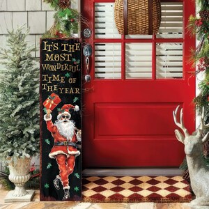 36in Dancing Santa Christmas Porch Sign - Front Porch Christmas Welcome ...
