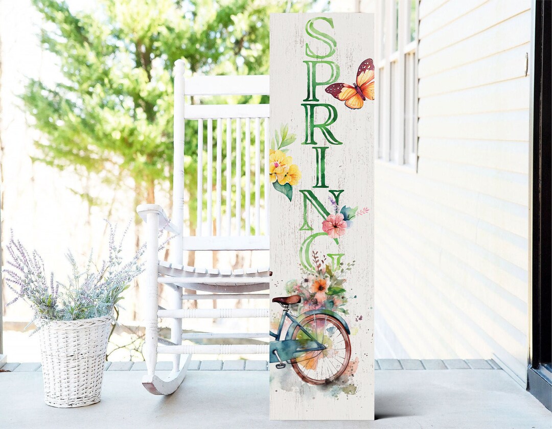 36in Spring Porch Sign for Front Door Wooden Porch Sign, Front Porch ...
