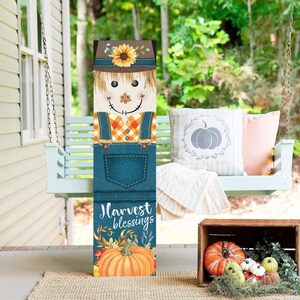 36in Harvest Blessings Scarecrow Outdoor Porch Sign Fall Porch Leaner ...