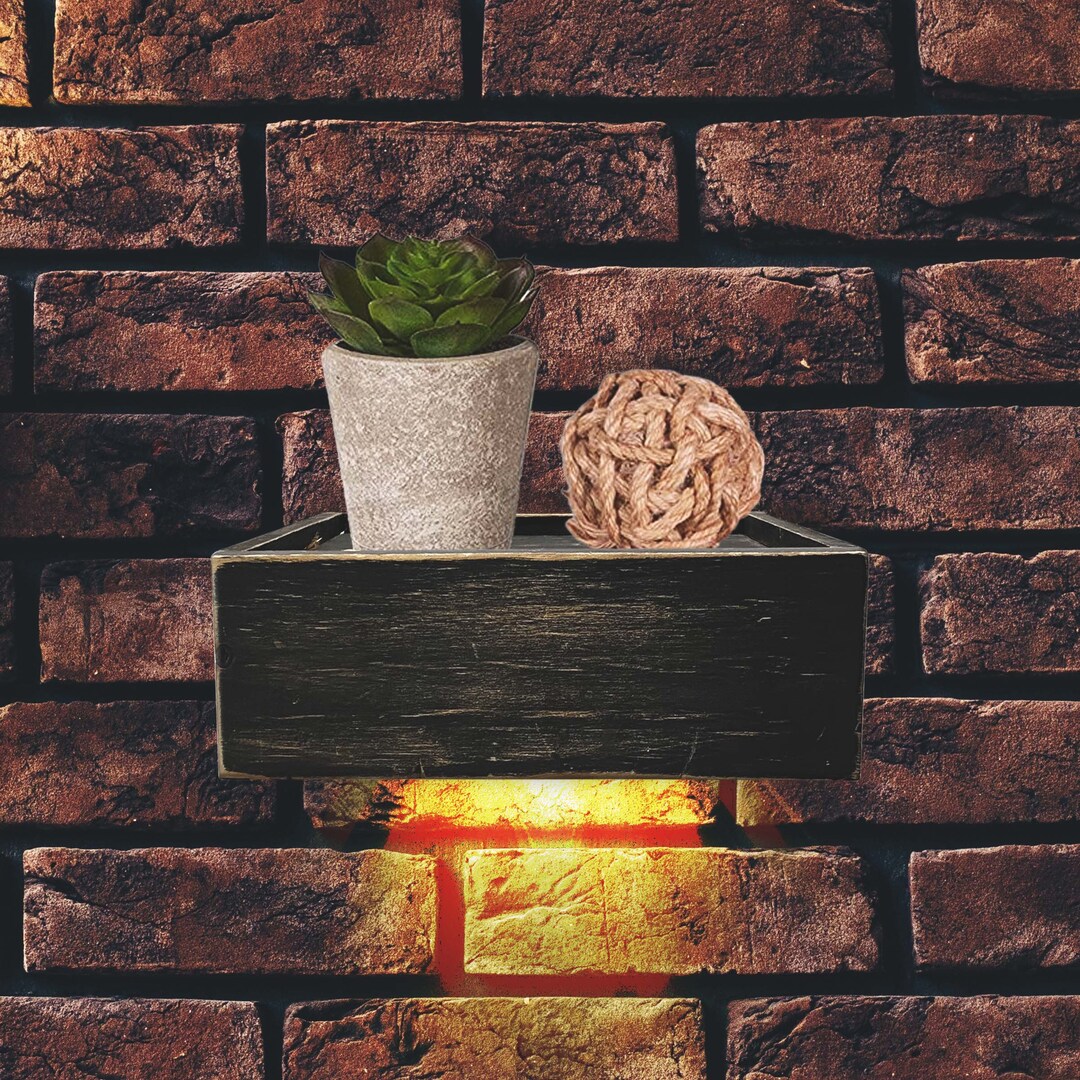 Square Stained Floating Corner Wall Shelf With LED Lights for - Etsy