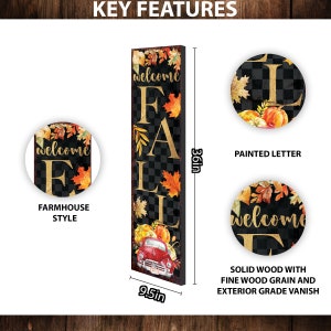 36in Welcome Fall Porch Sign Front Porch Fall Welcome Sign With Vintage ...
