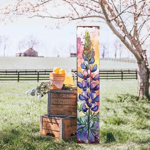 48in Spring Porch Sign | Lupine Watercolor Floral Porch Decor | Ideal ...