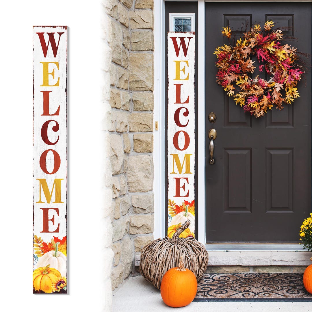72in Fall Welcome Porch Sign - Front Porch Fall Welcome Sign With ...